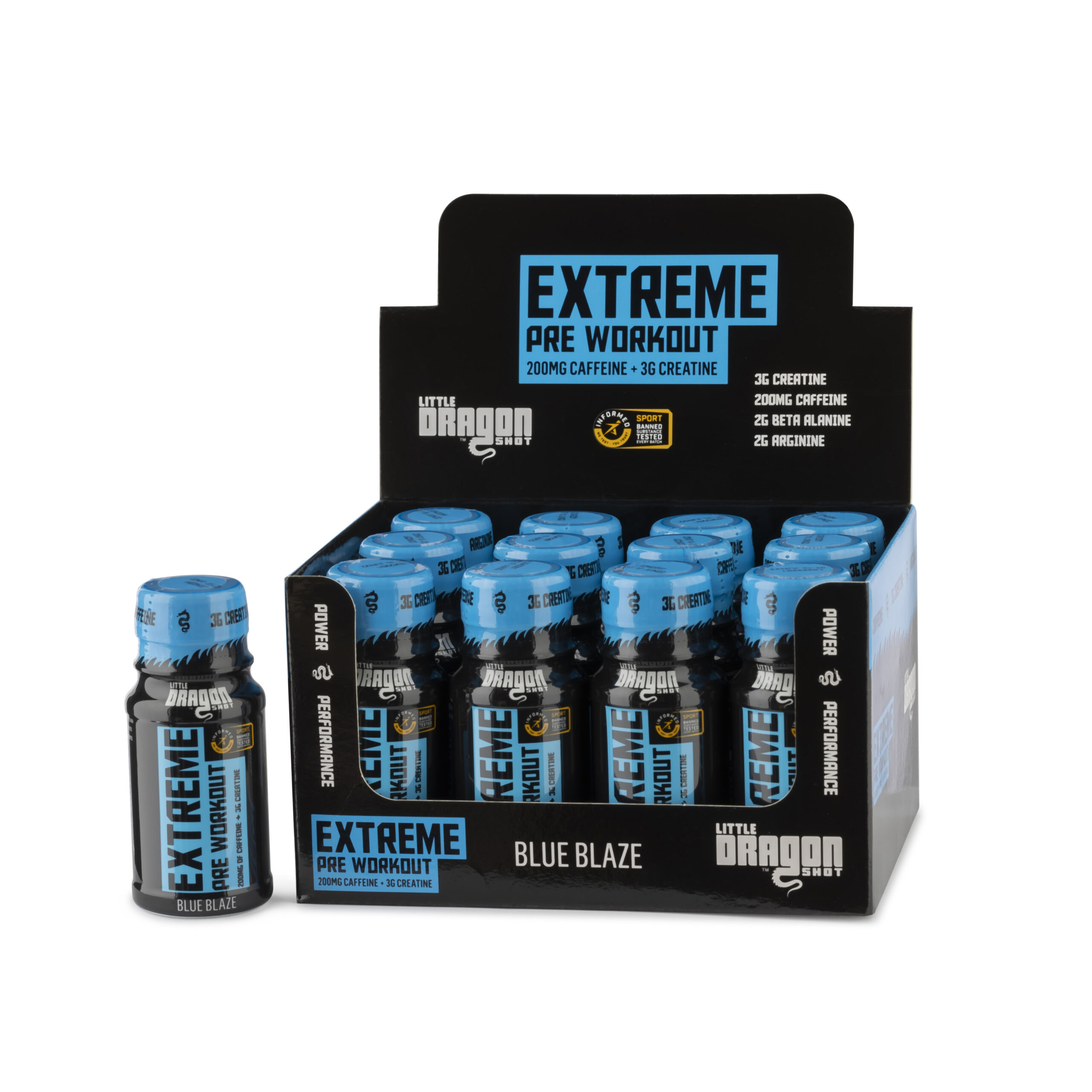 Buy Blue Blaze Pre Workout Shots (60ml) | Little Dragon Supplements